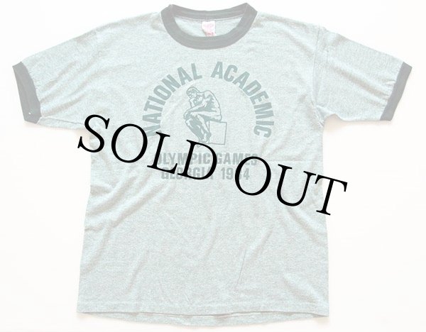 80s USA製 NATIONAL ACADEMIC リンガーTシャツ 杢グリーン L 80s USA製 NATIONAL ACADEMIC リンガーTシャツ 杢グリーン L