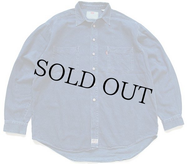 90s Levi'sリーバイス カラーデニムシャツ 後染め 紺 XL 90s Levi'sリーバイス カラーデニムシャツ 後染め 紺 XL