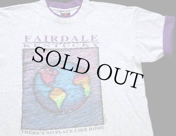 90s USA製 FAIRDALE KENTUCKY 地球 アート レイヤードネック 90s USA製 FAIRDALE KENTUCKY 地球 アート レイヤードネック